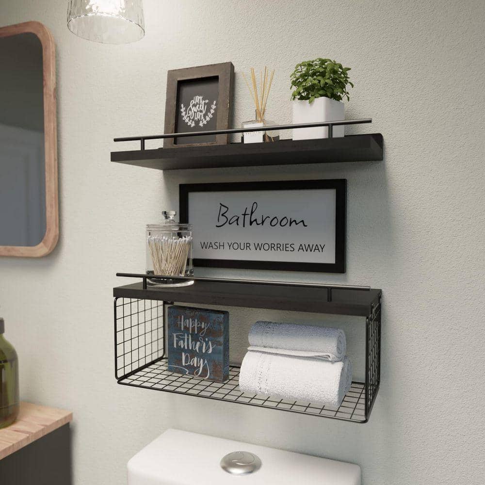 15.7 in. W x 6 in. D Floating Shelves for Bathroom Wall Decor Sign ...