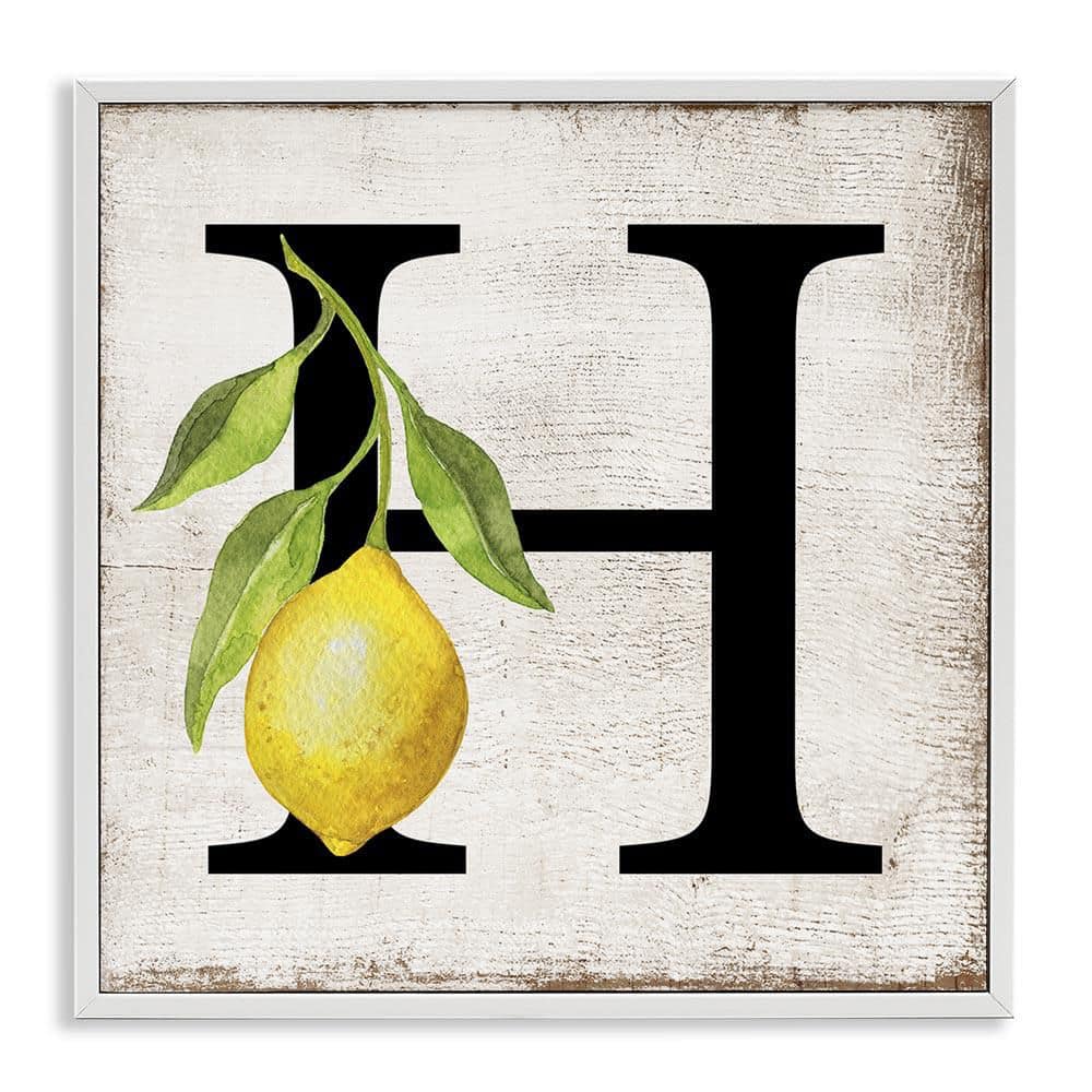 Stupell Industries H with Lemon Letter by Creatif Belle White Framed ...