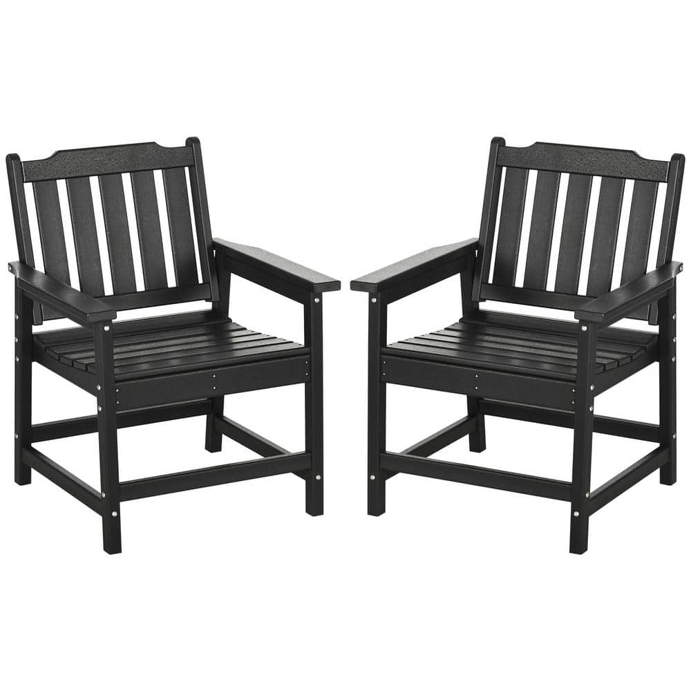 Outsunny 2-Piece All-Weather Patio Chairs, HDPE Patio Dining Chair Set ...