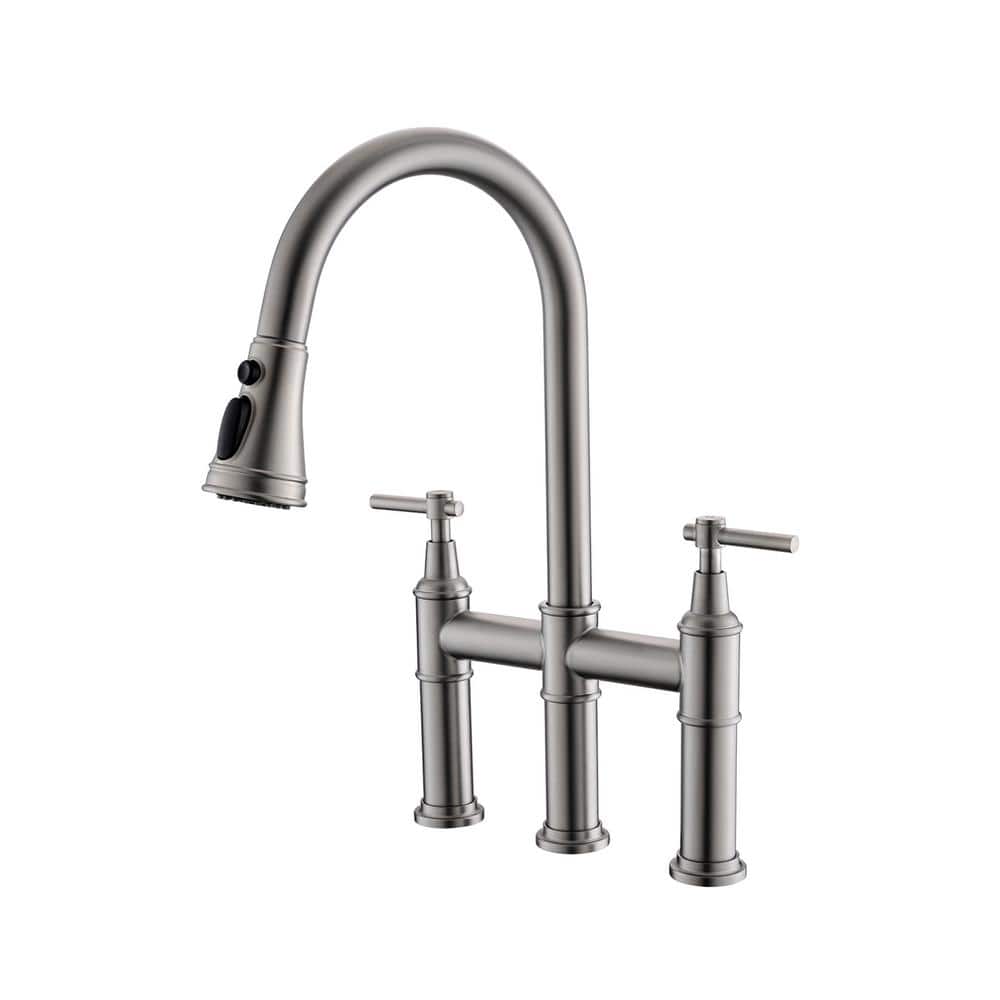 AIMADI Double Handle Pull Down Sprayer Kitchen Faucet with Advanced ...