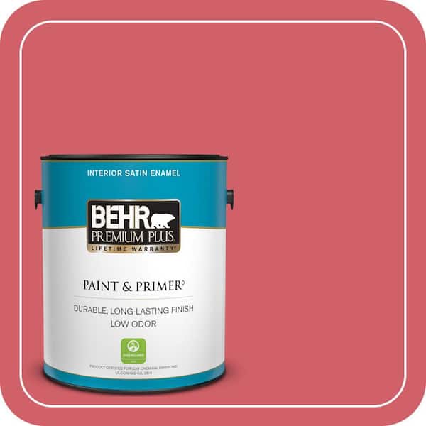 BEHR PREMIUM PLUS 1 gal. #140B-6 Italiano Rose Satin Enamel Low Odor ...