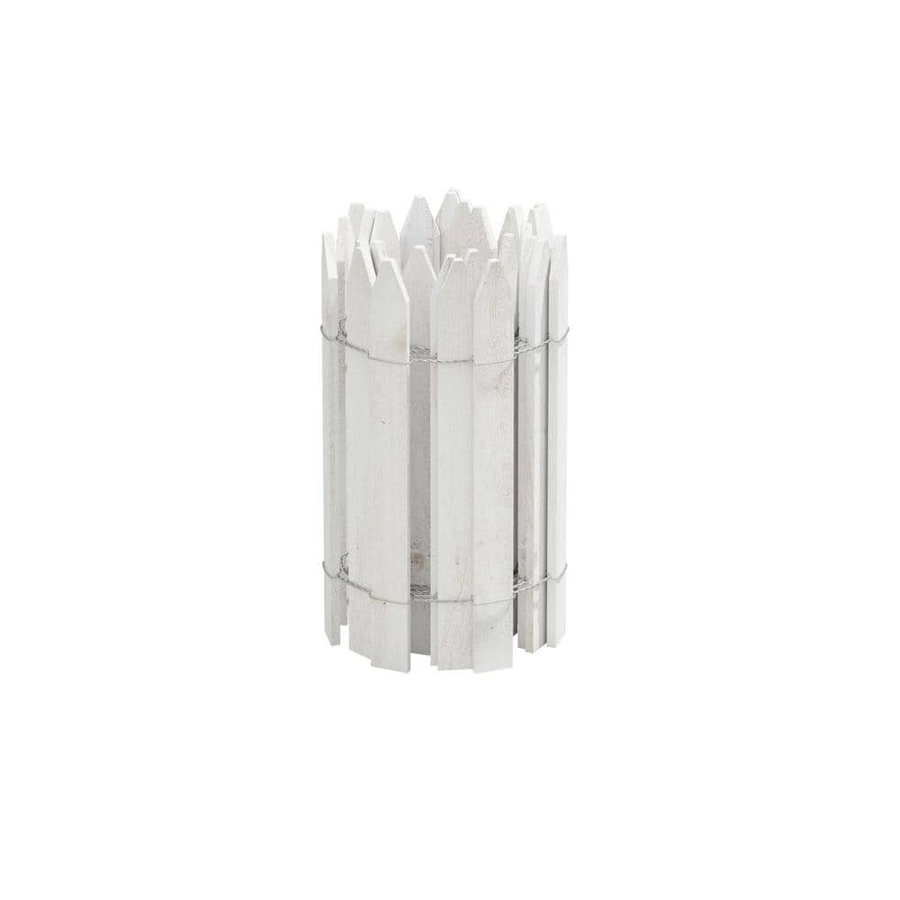 Greenes Fence 16 in. H x 8 ft. L Cedar Wood Garden Picket Fence, White ...