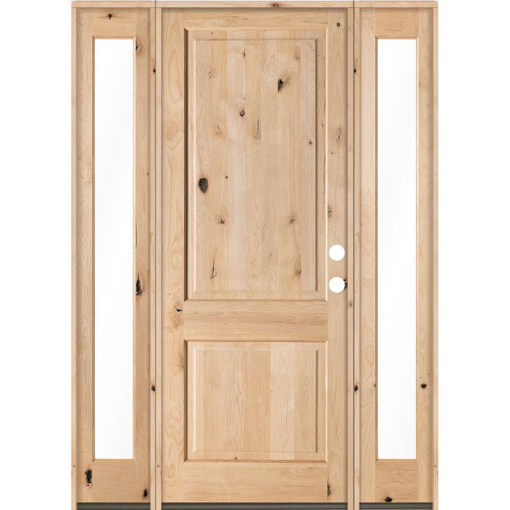 Krosswood Doors 70 in. x 96 in. Rustic Alder Square Top Clear Low-E ...