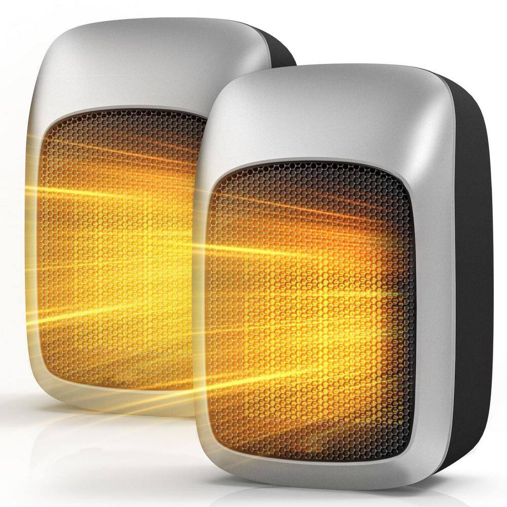 800W Plug-in Wall Space Heater 2-piece w/ Remote Control, Eco Mode ...