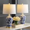 JONATHAN Y Jennifer 25.75 in. Blue/White Ceramic/Metal LED Table Lamp ...