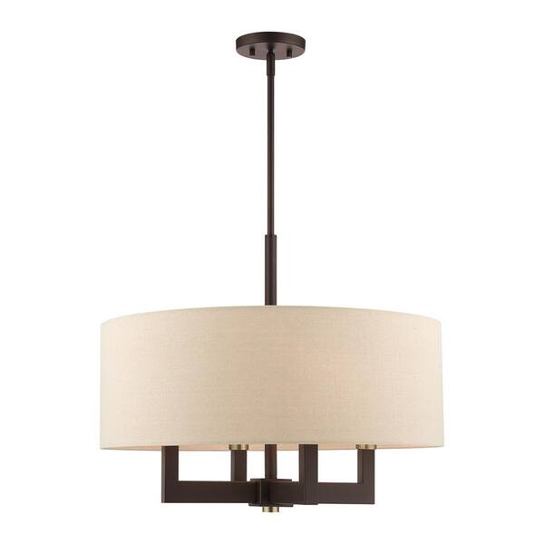 Livex Lighting Cresthaven 4 Light Bronze with Antique Brass Accents ...