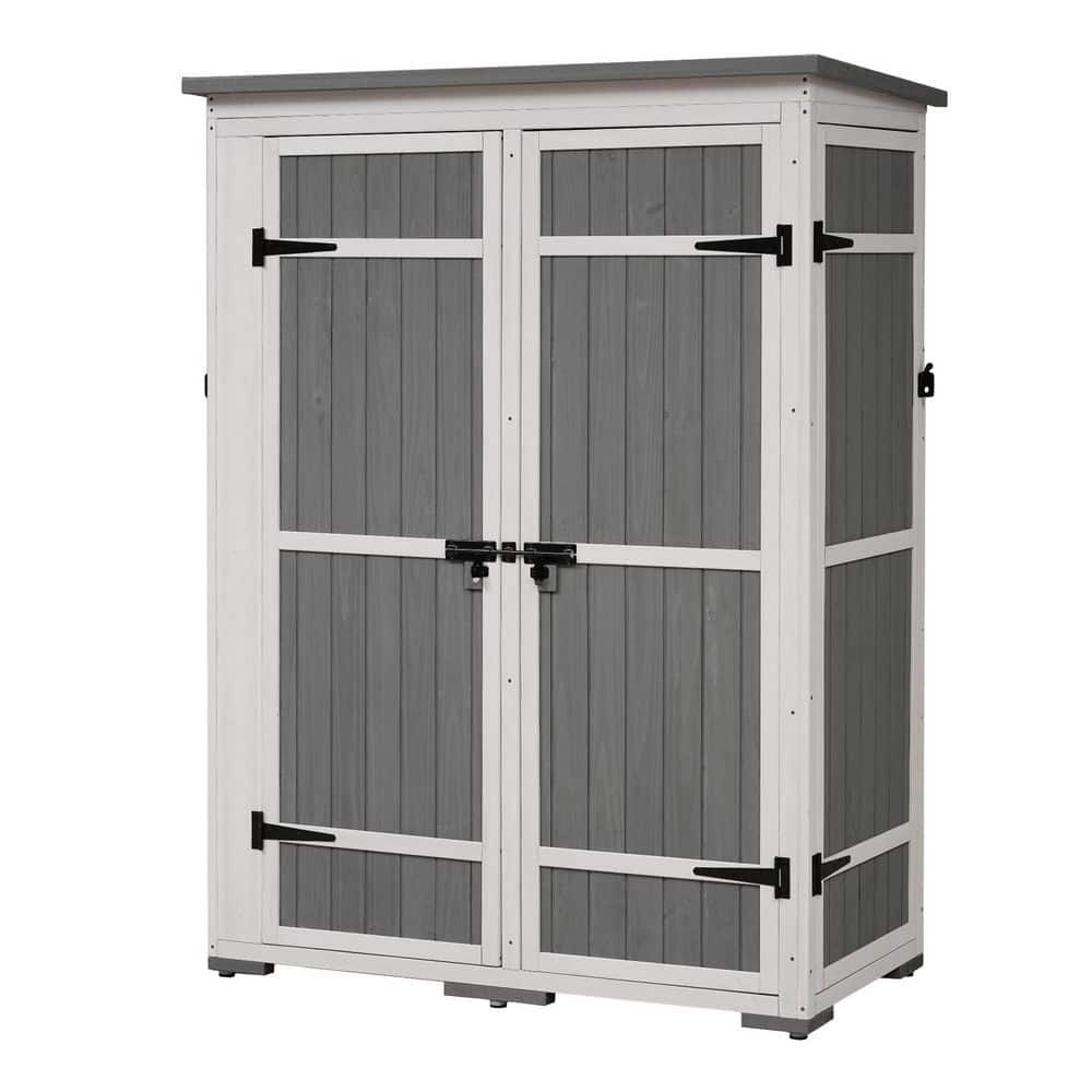 4 ft. W x 2 ft. D Gray Waterproof Wood Storage Shed, Garden Tool ...