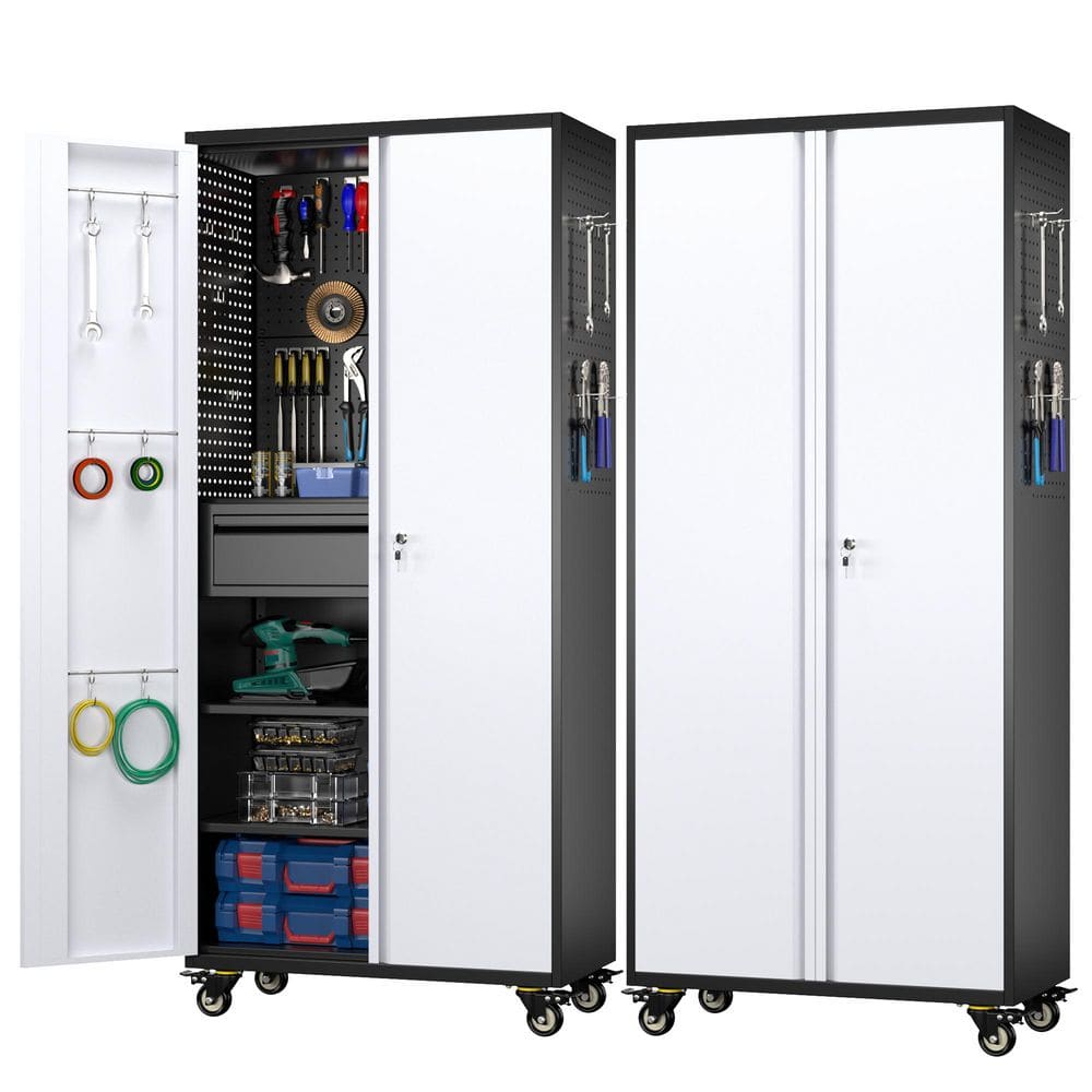 Hephastu 30 in. W x 71 in. H x 15 in. D 2-Shelf Metal Freestanding ...