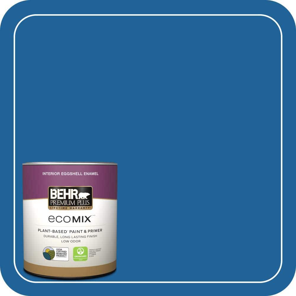 BEHR PREMIUM PLUS 1 qt. #570B-7 Cobalt Glaze Eggshell Enamel EcoMix ...