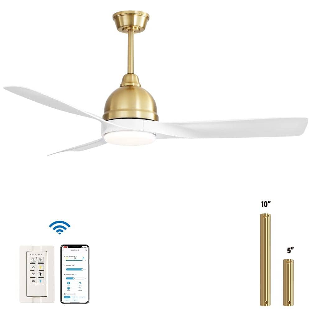 Sofucor 54 in. Indoor/Outdoor Gold Smart 6-Speed Ceiling Fan with light ...