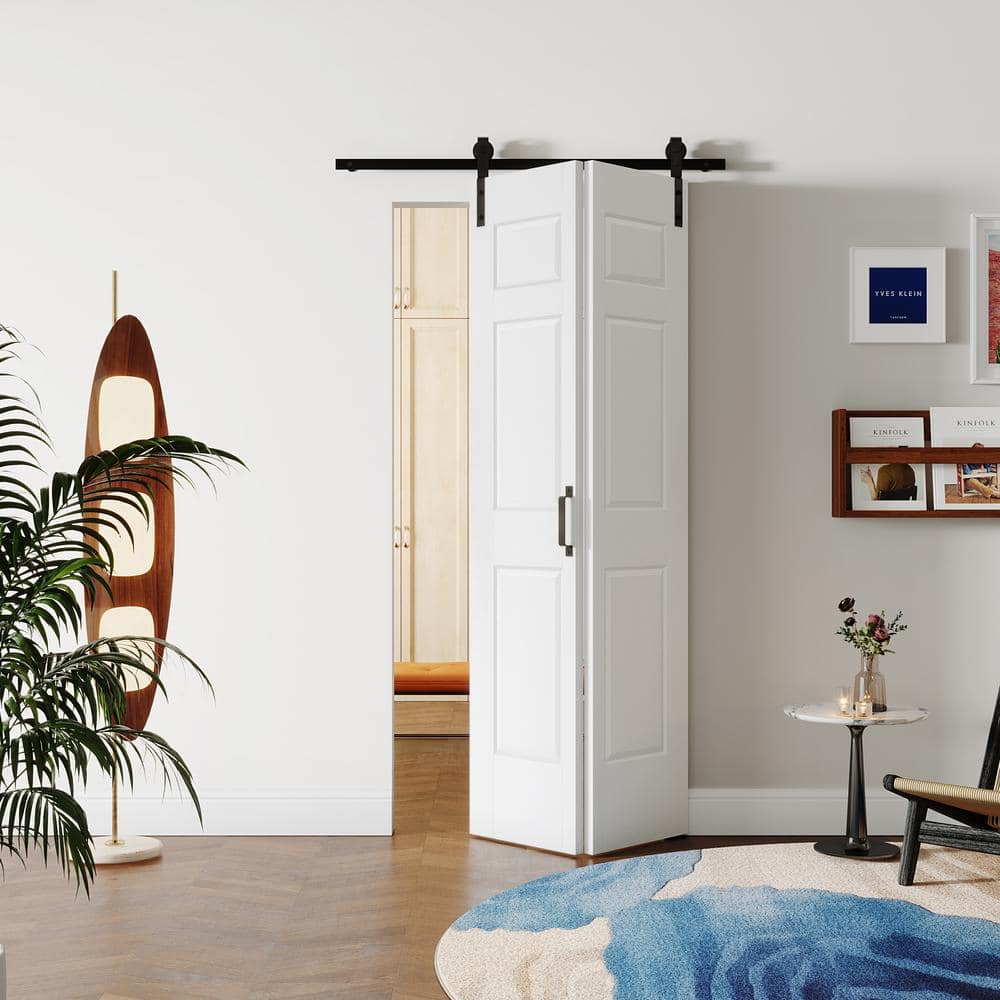 TENONER 36 in. x 84 in. White Finished, MDF, 6 Panel Bi-Fold Style ...