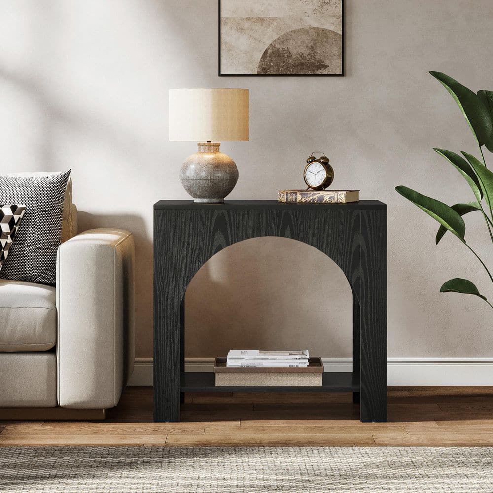 BYBLIGHT Fenley Black 27.56 in. W Nightstand Bedside Table Side End ...