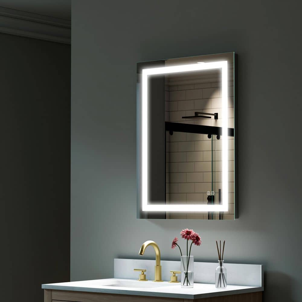 ANGELES HOME Modern 24in x 32in Rectangular Frameless Wall LED Bathroom ...
