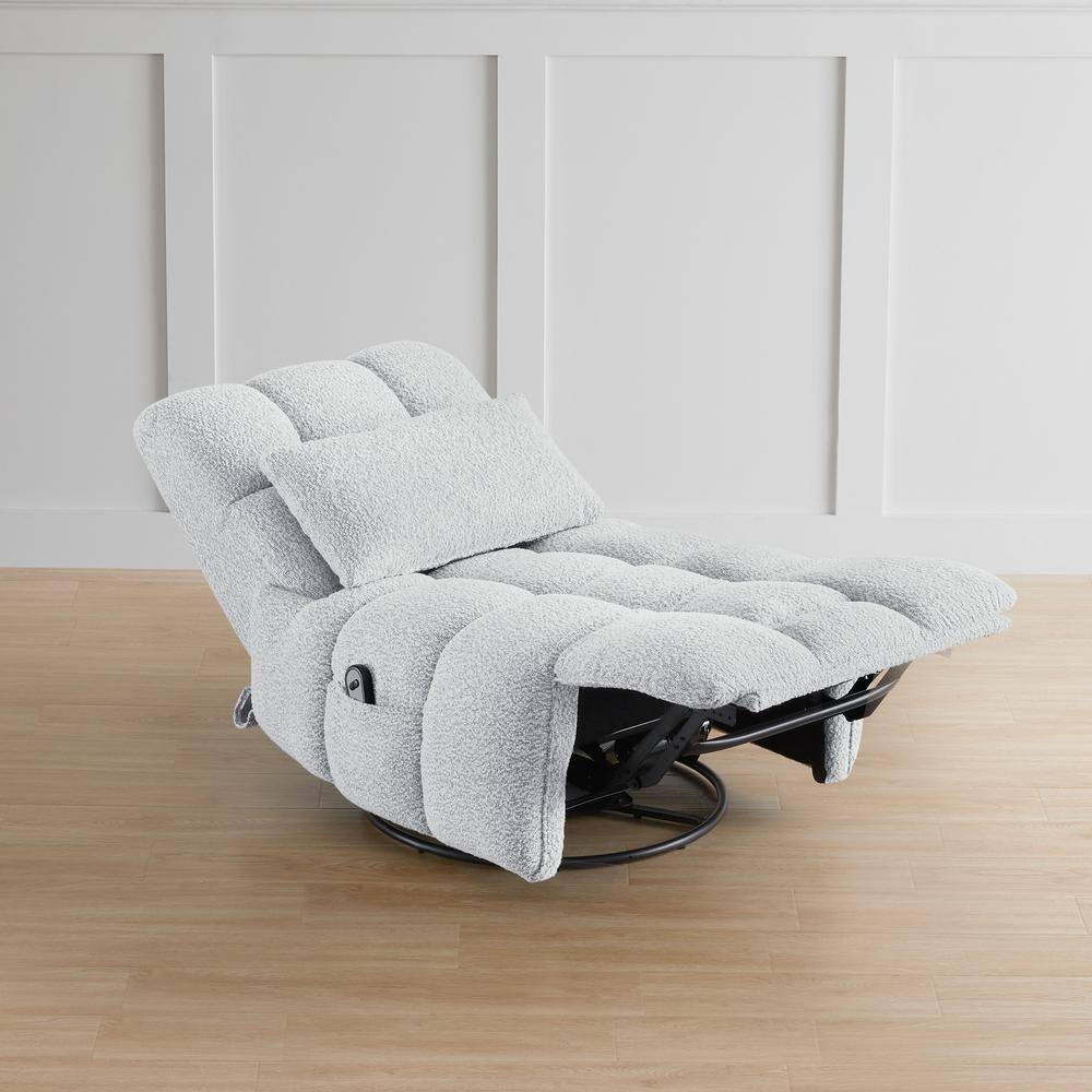 Spruce & Spring Ignatius Grey Fabric Swivel Rocker Power Recliner Chair ...