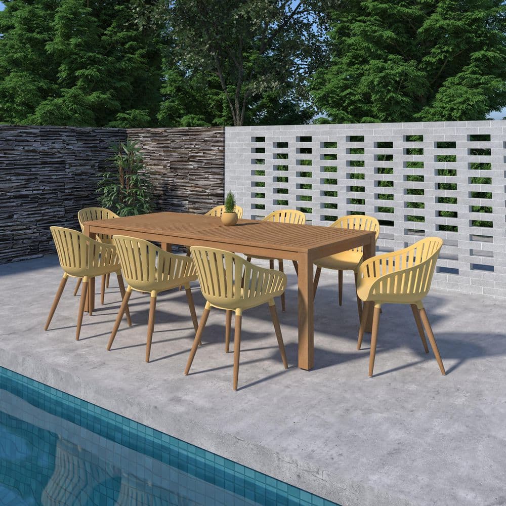 Amazonia Luna 9-Piece Teak Finish Wood 100% FSC and Recycled Resin ...