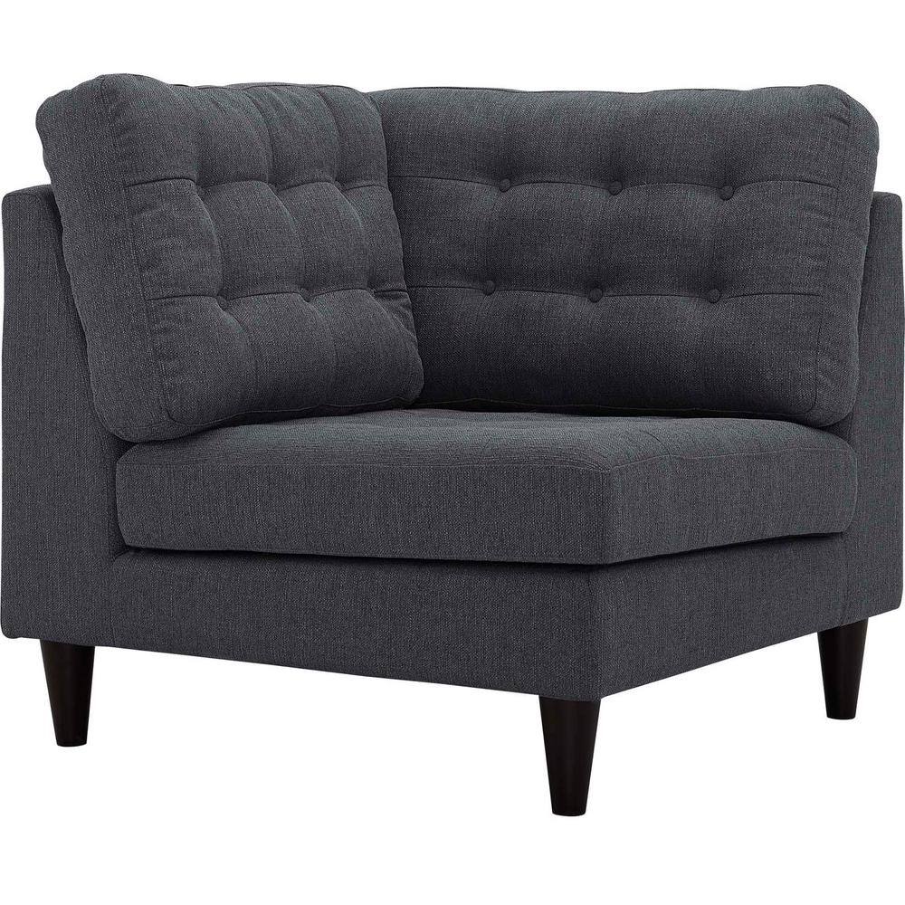 MODWAY Empress Gray Polyester Sectional Corner Chair with Tapered Wood ...