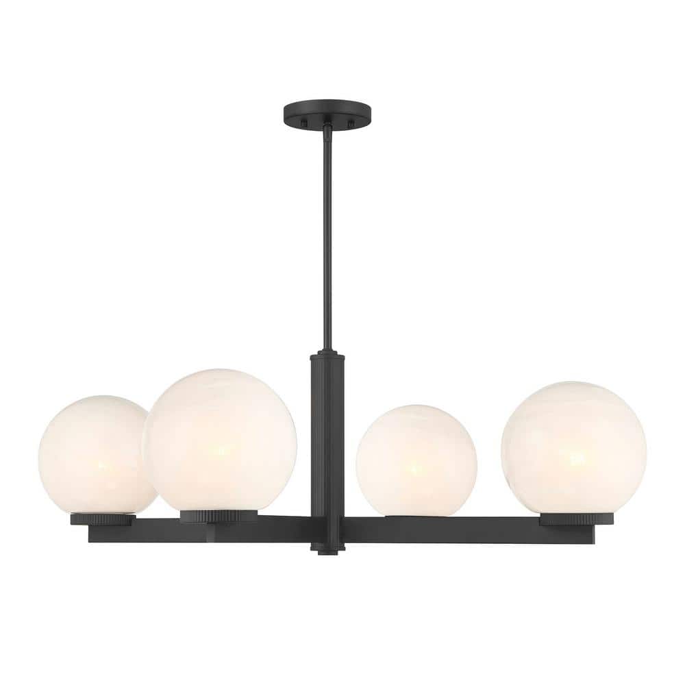Savoy House Meridian 38 in. W x 12 in. H 4-Light Matte Black Modern ...
