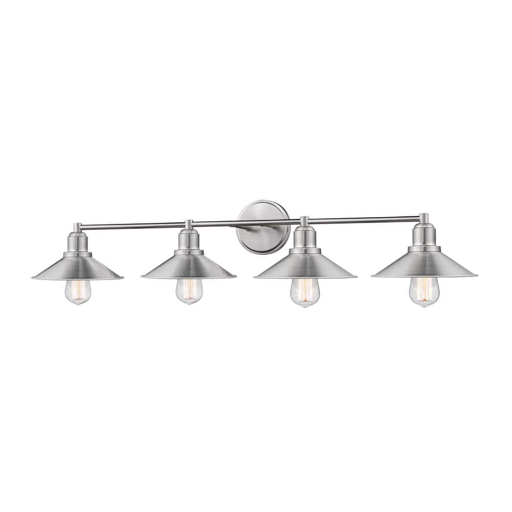 Casa 36.5 in. 4-Light Brushed Nickel Vanity Light with Brushed Nickel ...
