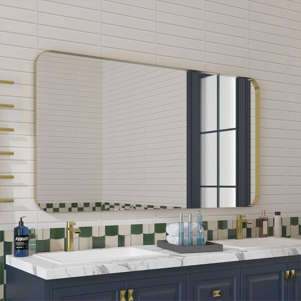 TOOLKISS 55 in. W x 30 in. H Rectangular Aluminum Framed Wall Bathroom ...