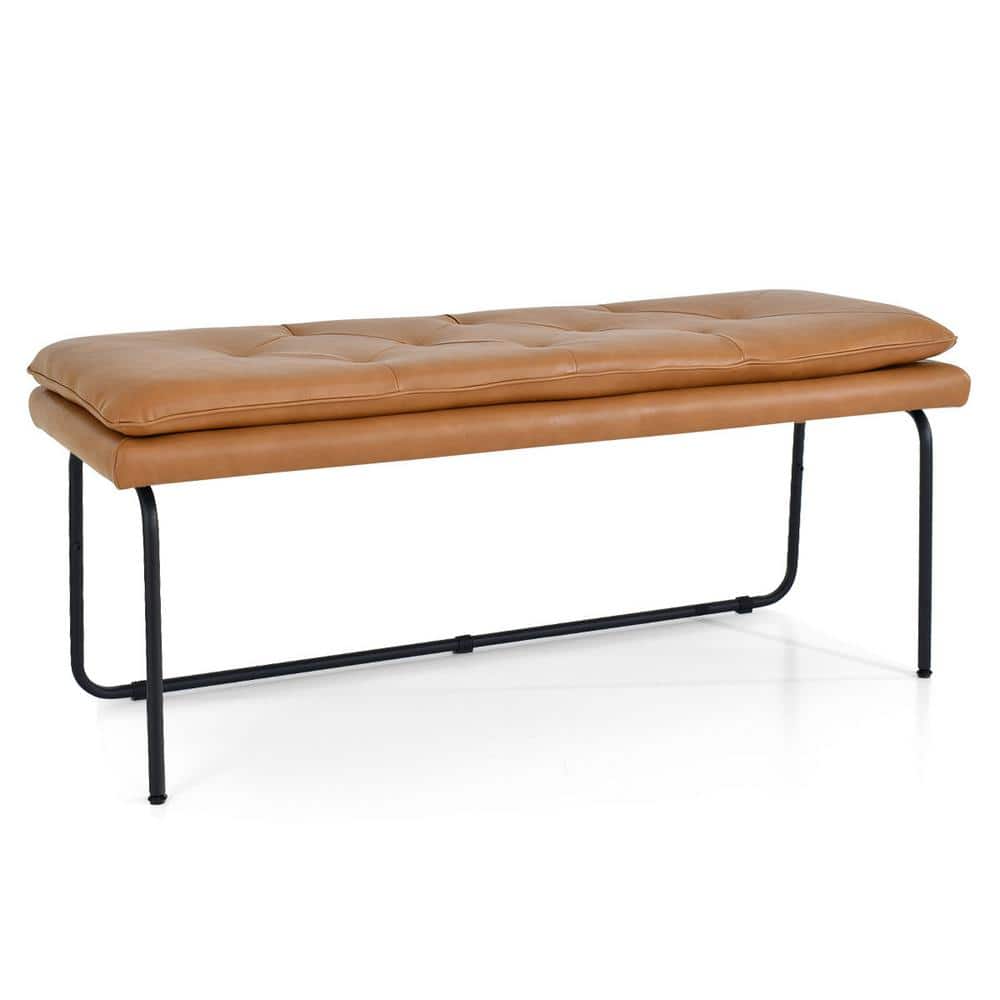 Elevens Nano Faux Leather Tufted Bench 48 in. x 20.5 in. x 18.5 in ...