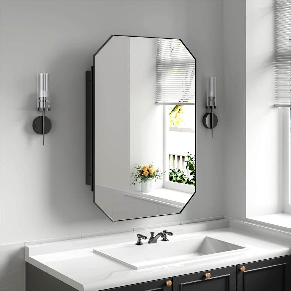 Lirago 24 in. W x 36 in. H Octagon Recessed Surface Mount Medicine ...