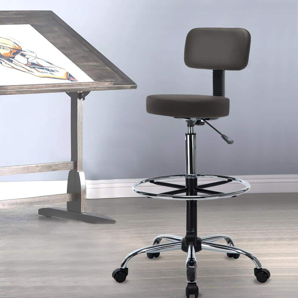 MAYKOOSH Faux Leather Adjustable Height Rolling Ergonomic Drafting ...