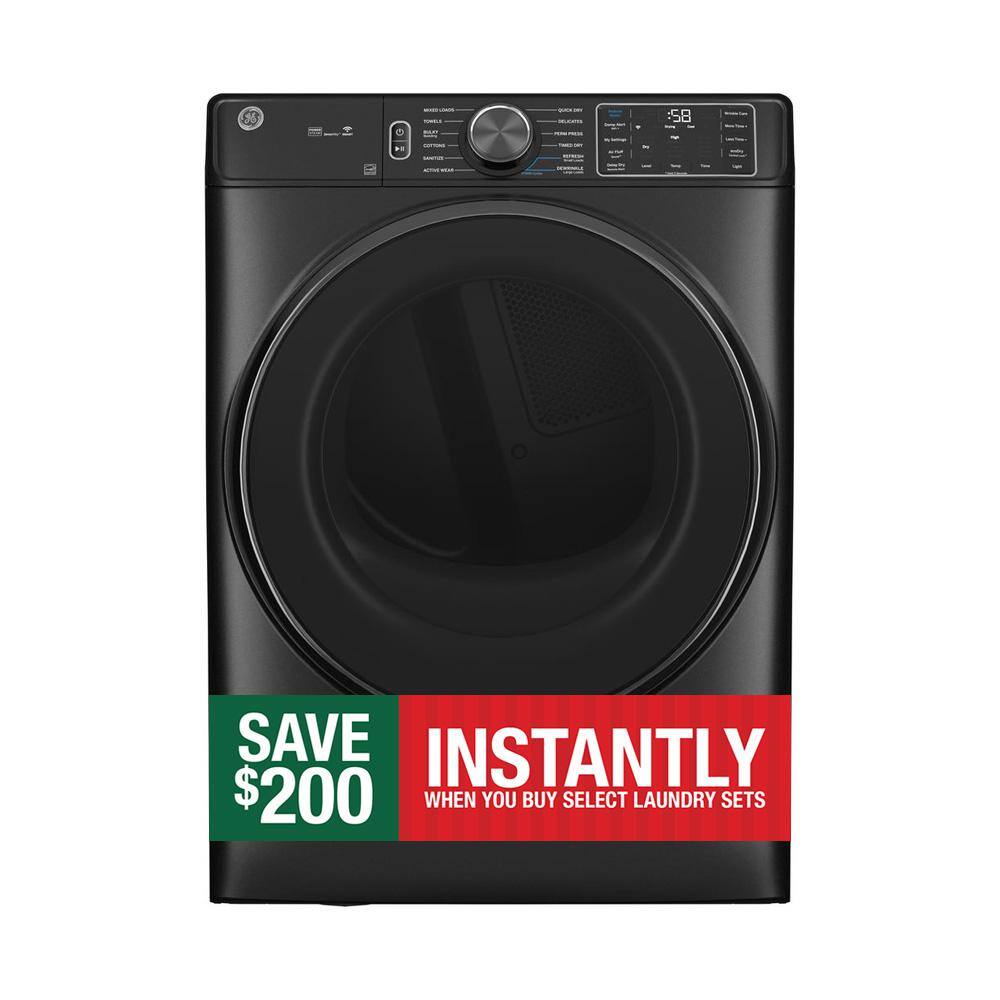 GE 7.8 cu.ft. Smart Front Load Gas Dryer in Carbon Graphite with Steam ...