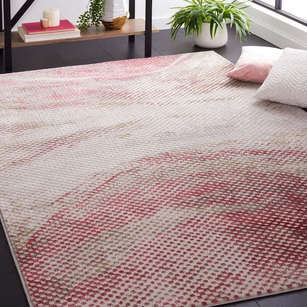 SAFAVIEH Palma 8 ft. x 10 ft. Light Gray/Red Spotted Marble Area Rug ...