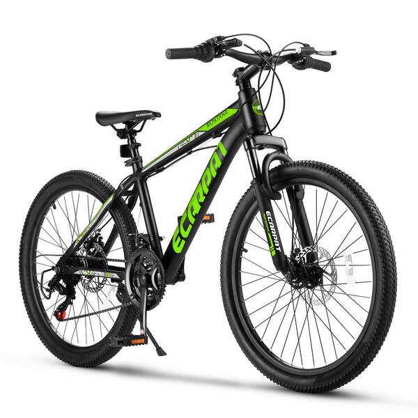 Huluwat 24 in. Adult Aluminum Frame Shock Absorbing Bike, 21-Speed Disc ...