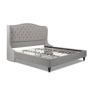 Jennifer Taylor Coverley Tufted Wingback Platform Bed, Queen, Silver ...
