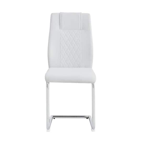 UOI 16 in. x 19 in. x 38 in.Modern Dining Chairs Set of 6 White PU Faux ...