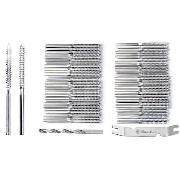 Afoxsos 100 Pack T316 Stainless Steel Cable Railing Hardware Kit Swage ...