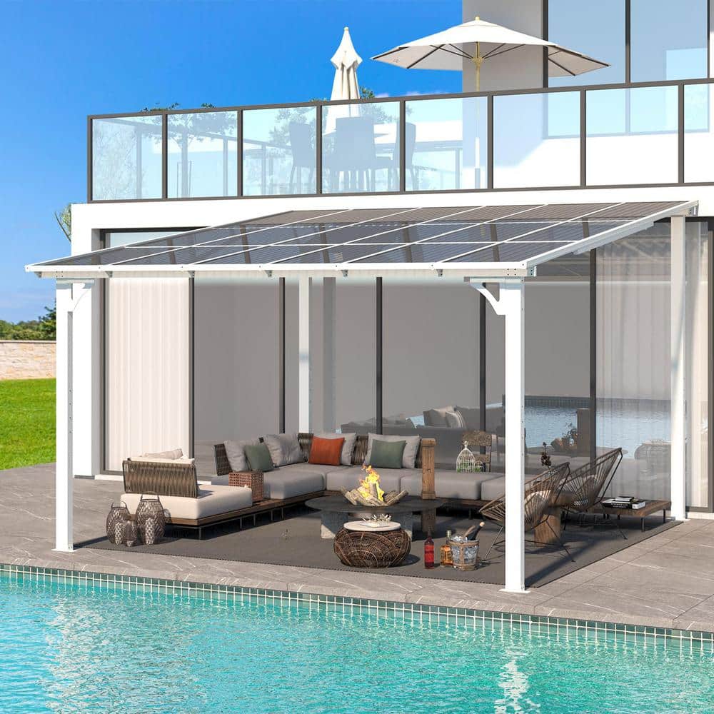 AECOJOY White Aluminum Patio Cover 12 ft. x 12 ft. 16402WH-HD01 - The ...