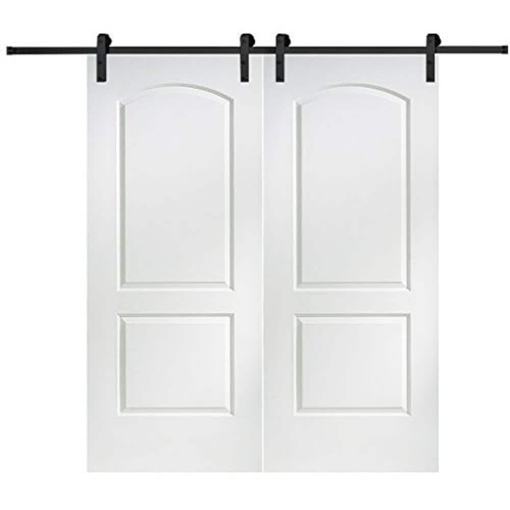 MMI DOOR 64 in. x 80 in. Primed Molded MDF Caiman Sliding Barn Door ...