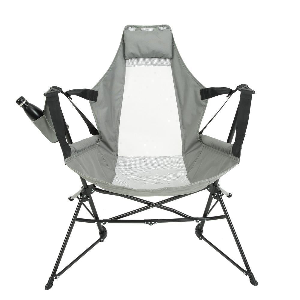 Tenleaf Gray and White Steel Portable Rocking Camping Outdoor Lounge ...