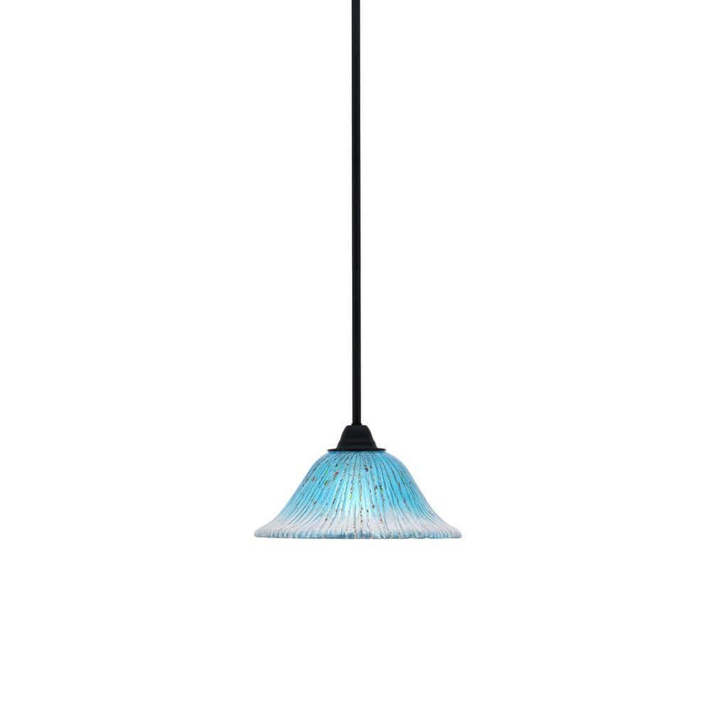 Madison 100-Watt 1-Light Matte Black Shaded Pendant Light with 10 in ...
