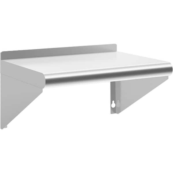Wall Mounted Silver 24 in. Stainless Steel Decorative Rectangular Shelf ...