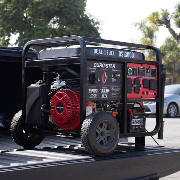 Durostar 13000-Watt Push Button Start Dual Fuel Gas and Propane Powered ...