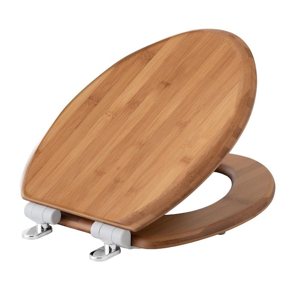 TOPSEAT Elongated Bamboo with Soft Close Never Loosens Chromed Magnetic ...