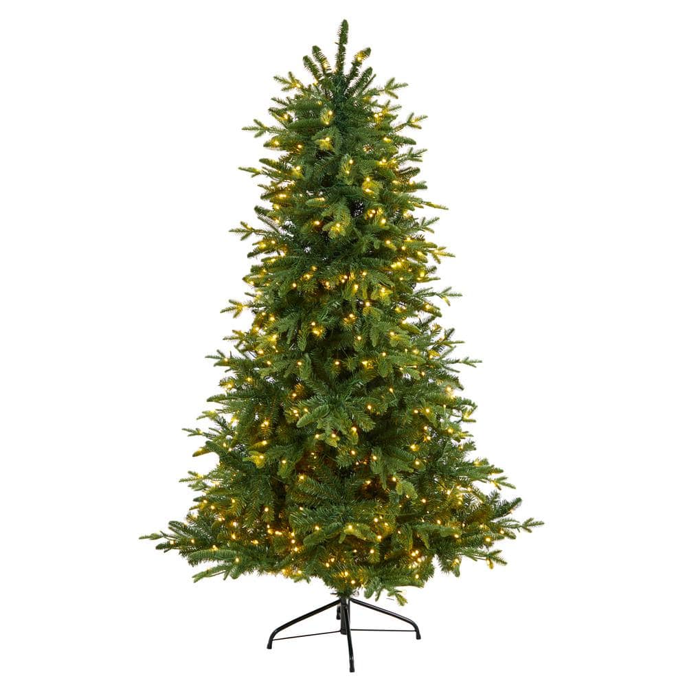 Nearly Natural 6 ft. Montreal Spruce Artificial Christmas Tree with 450 ...