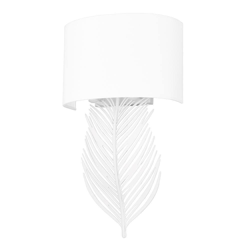 Golden Lighting Cay 2-Light Vintage Matte White with Modern White Shade ...