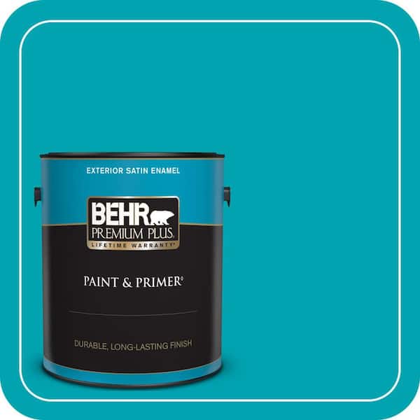 BEHR PREMIUM PLUS 1 gal. #510B-6 Blue Jewel Satin Enamel Exterior Paint ...