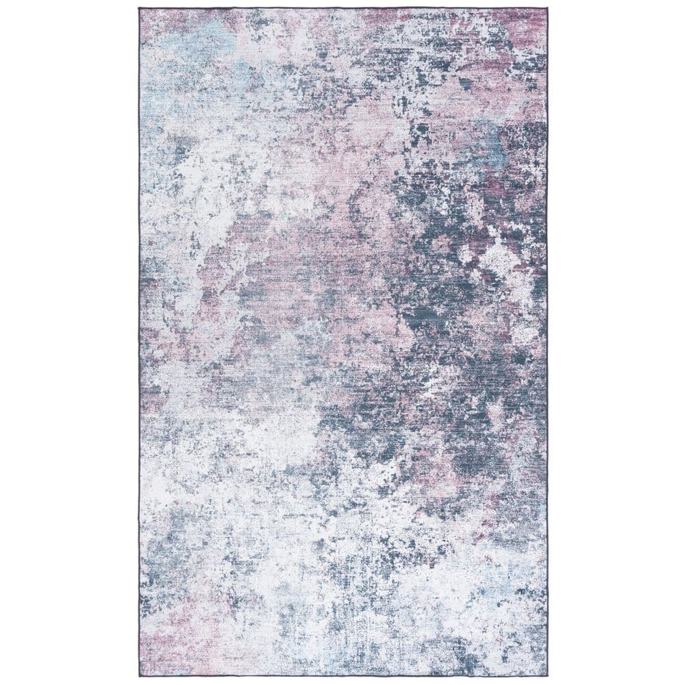 SAFAVIEH Malibu Plum/Black 5 ft. x 8 ft. Machine Washable Patchy ...