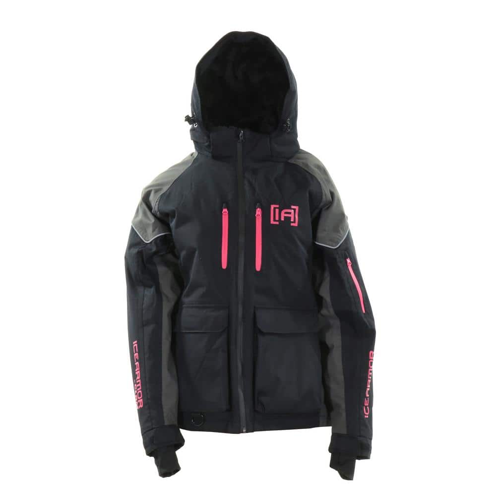 Clam Ice Armor Women's Rise Float Parka Large, Black/Charcoal/Fuchsia ...