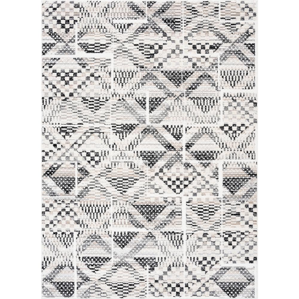 Tayse Rugs Alpha Black 5 ft. x 7 ft. Abstract Indoor Area Rug ALH1903 ...