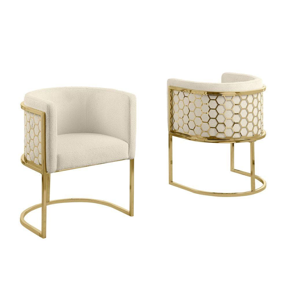 Best Quality Furniture Evan 19 in. Cream Low Back Gold Metal Frame Side ...