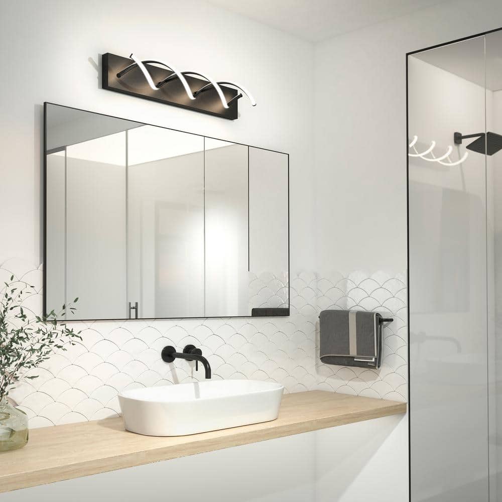 Artika DNA 27 in. 1-Light Matte Black Modern Integrated LED Vanity ...