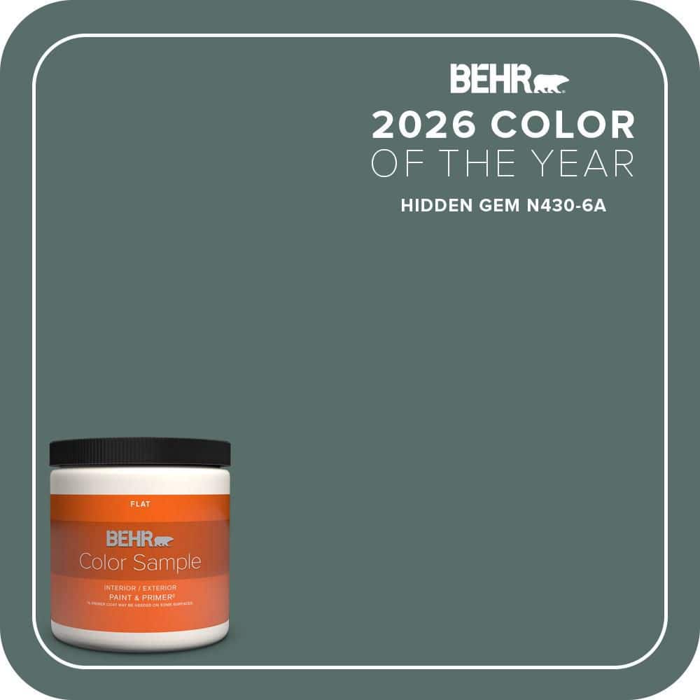 BEHR PREMIUM PLUS 8 oz. #N430-6A Hidden Gem Flat Interior/Exterior Paint and Primer Color Sample ...
