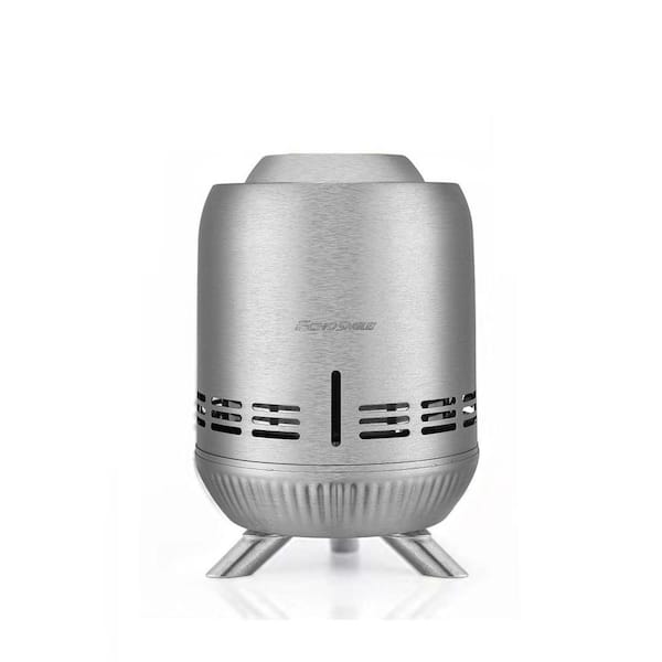 EchoSmile 5.9 in. Silver Stainless Steel Wood Outdoor Portable Tabletop ...