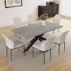 GOJANE Modern 7-Piece Extendable Rectangle Gray MDF Top Dining Room Set ...